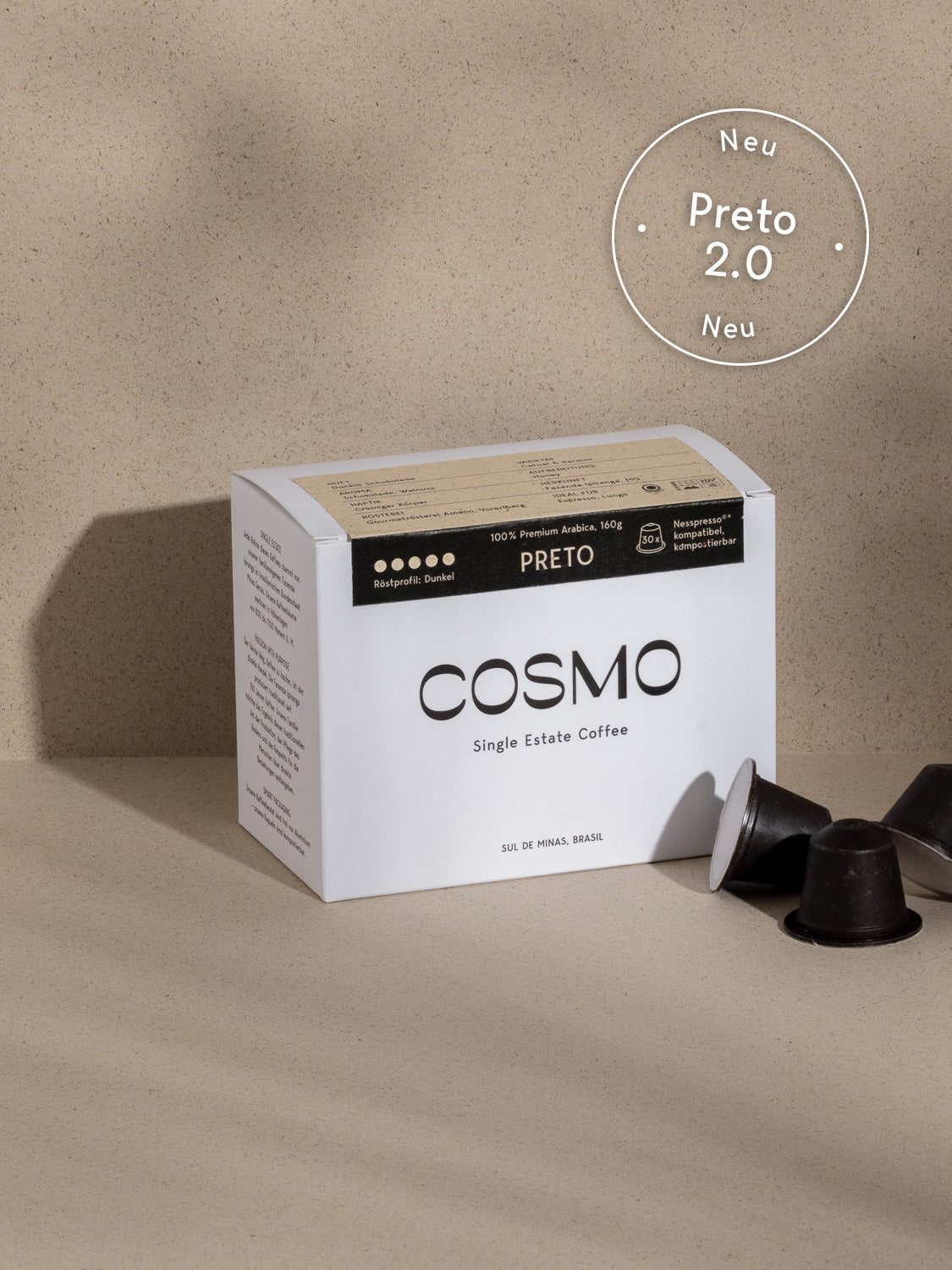 Cosmo Coffee Preto kaufen: kompostierbare Kaffeekapseln | Cosmo Coffee